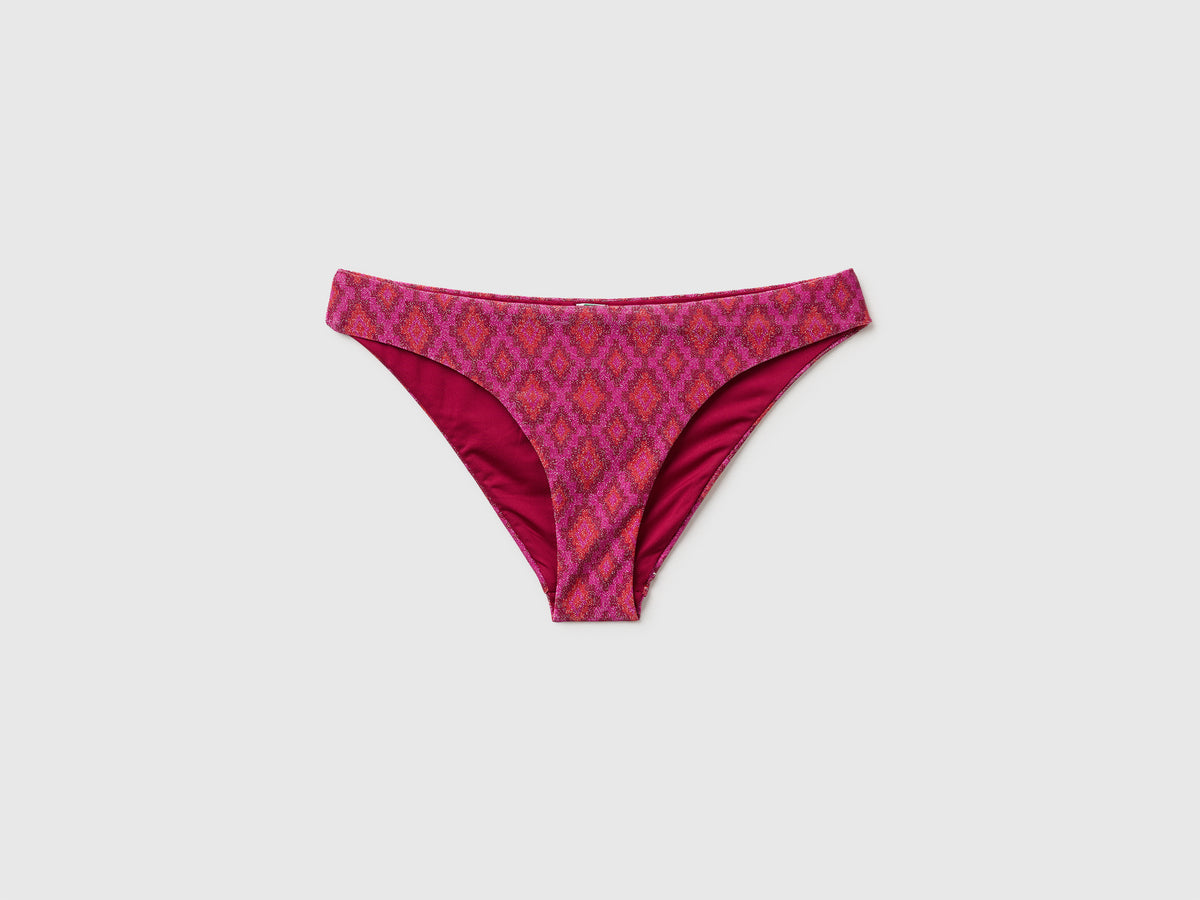 Ethnic print swim briefs with lurex