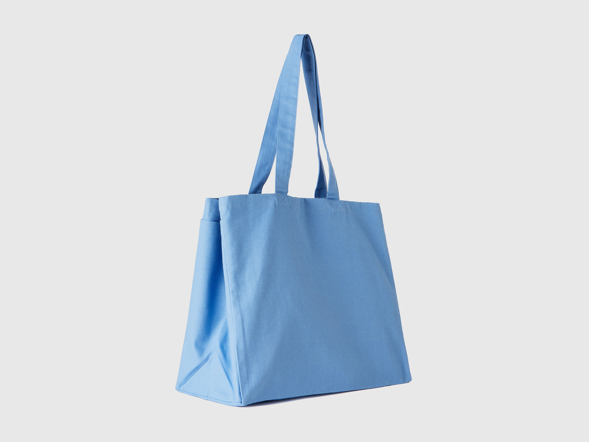 Light blue tote bag in pure cotton Light Blue Benetton